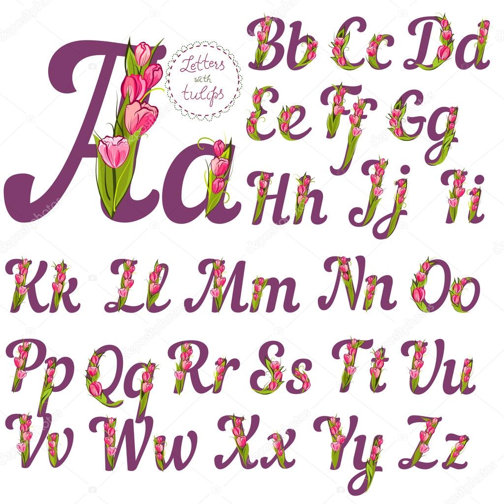 Full alphabet made with tulips Stock Vector Image by ©Ola-Ola #104964020