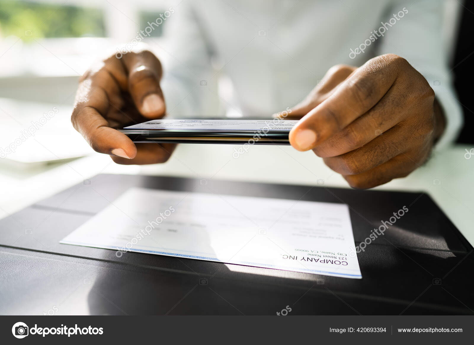 Remote Check Deposit Using Mobile Photo Scanning — Stock Photo ...