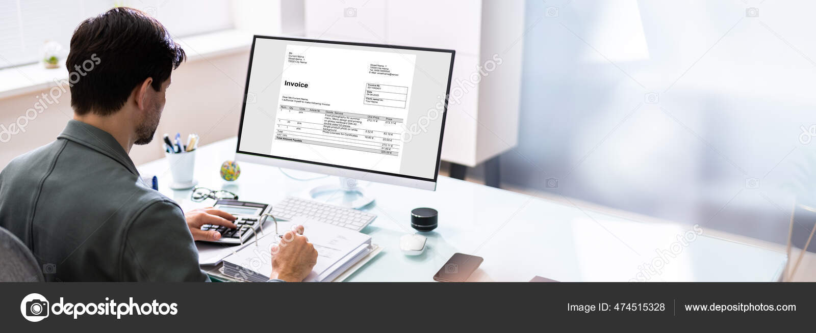 Professional Chartered Accountant Using Electronic Invoice Bill ...