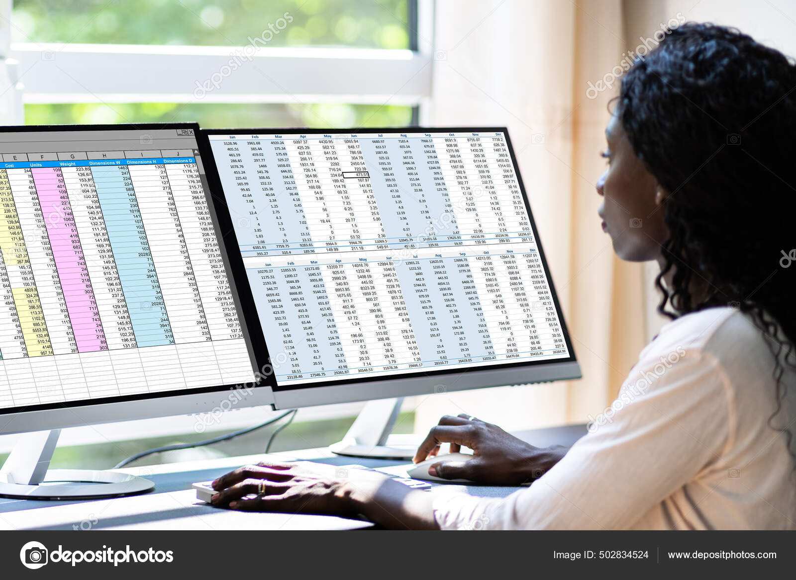 Professional Analyst Employee Using Spreadsheet Data Computer Monitor ... Professional Analyst Employee Using Spreadsheet Data Computer Monitor ...