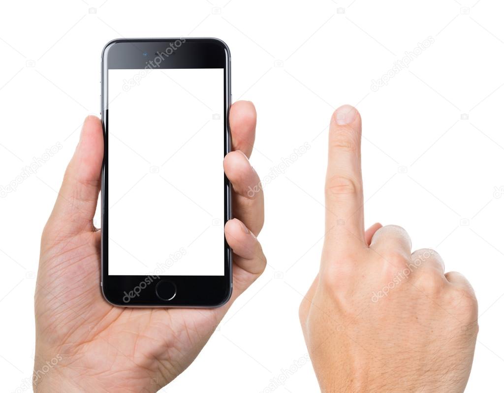 Man's Hand Gesturing While Holding Apple iPhone 6 – Stock Editorial ...