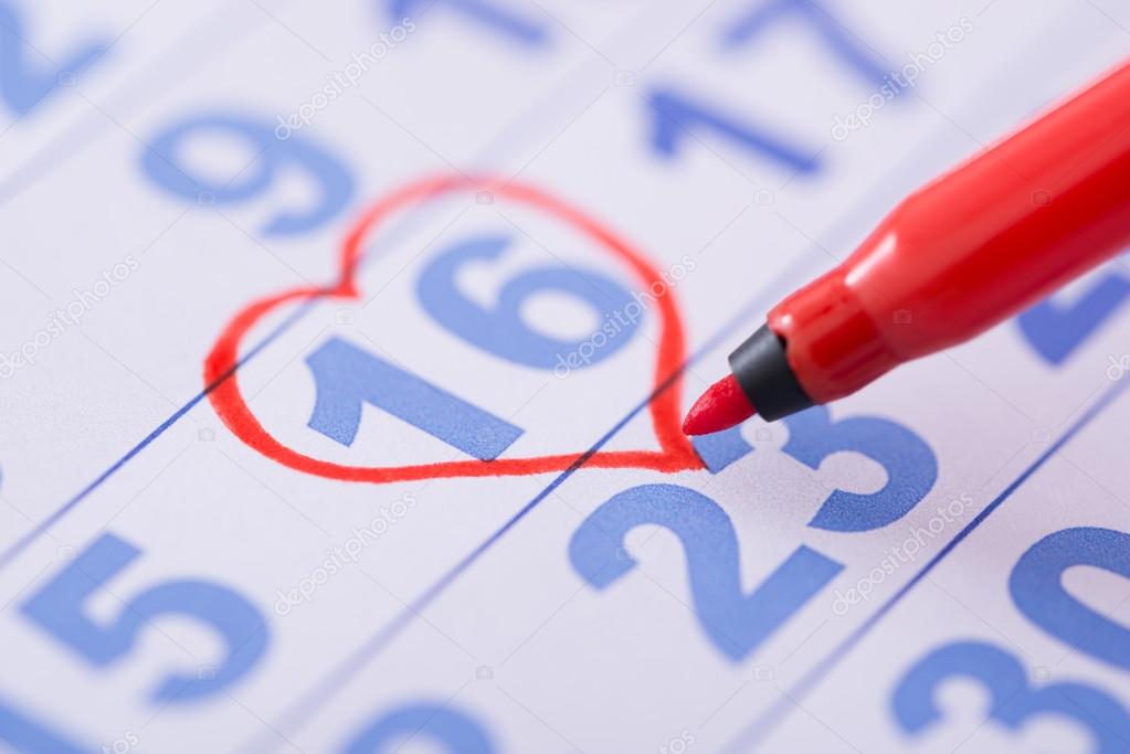 Heart Drawn On Date — Stock Photo © AndreyPopov #63946489