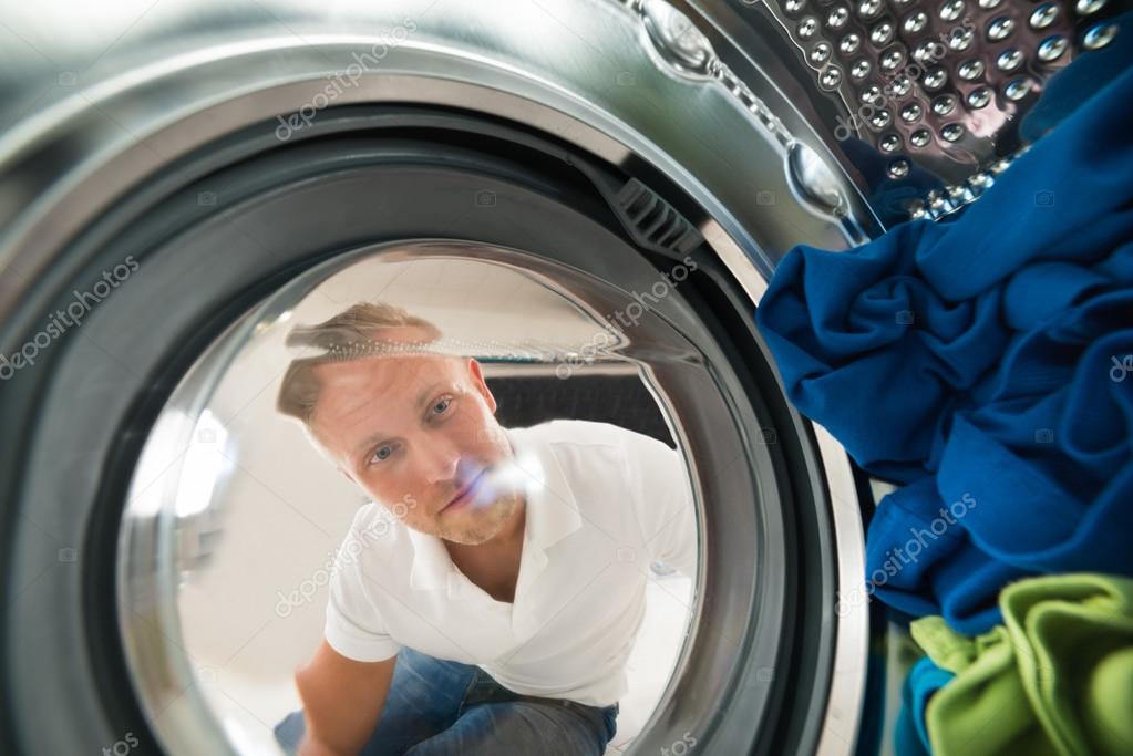 Man View From Inside The Washing Machine — Stock Photo © AndreyPopov ...