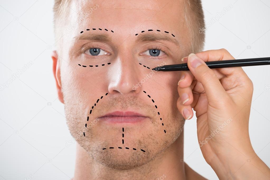 Man's Face With Correction Line — Stock Photo © AndreyPopov #90237982