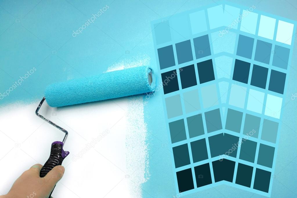 Color chart and hand painting wall Stock Photo by ©severija 73370103