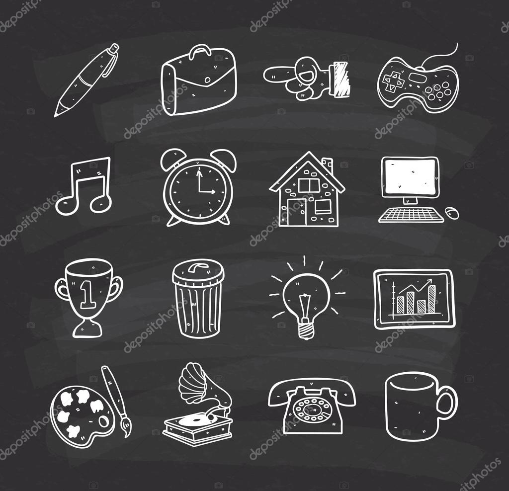 Various icons on chalkboard Stock Vector Image by ©mhatzapa #107238086