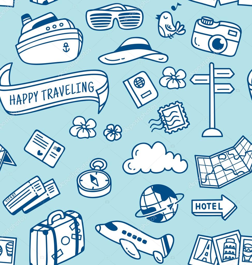 Travel themed doodle isolated on white background Stock Vector Image by ...