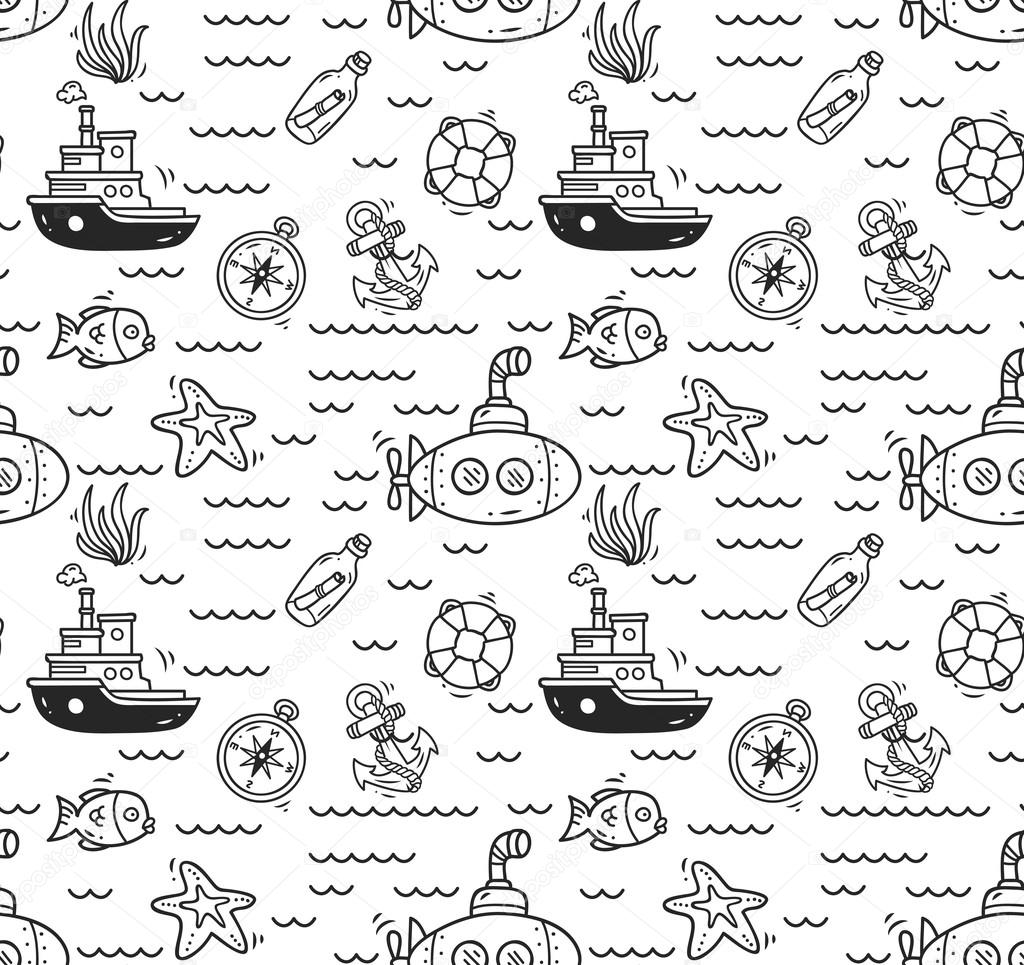 Cartoon nautical background Stock Vector Image by ©mhatzapa #124295636