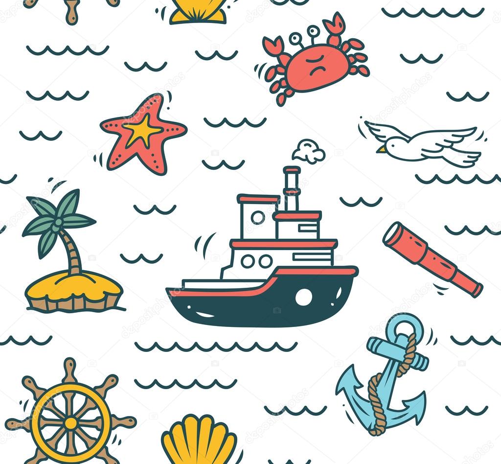 Cartoon nautical background Stock Vector Image by ©mhatzapa #124295920