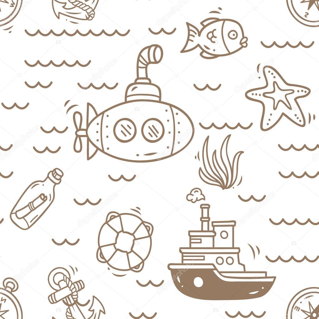 Cartoon nautical background Stock Vector Image by ©mhatzapa #124296626