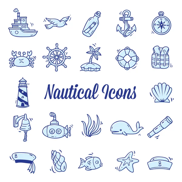Nautical icon set, minimalistic flat design with thin strokes Stock ...