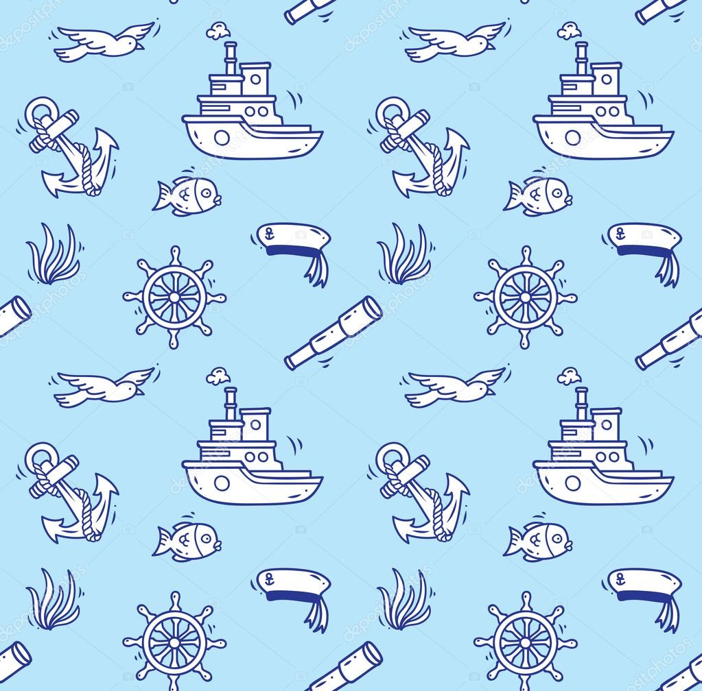 Cartoon nautical background Stock Vector Image by ©mhatzapa #124310980