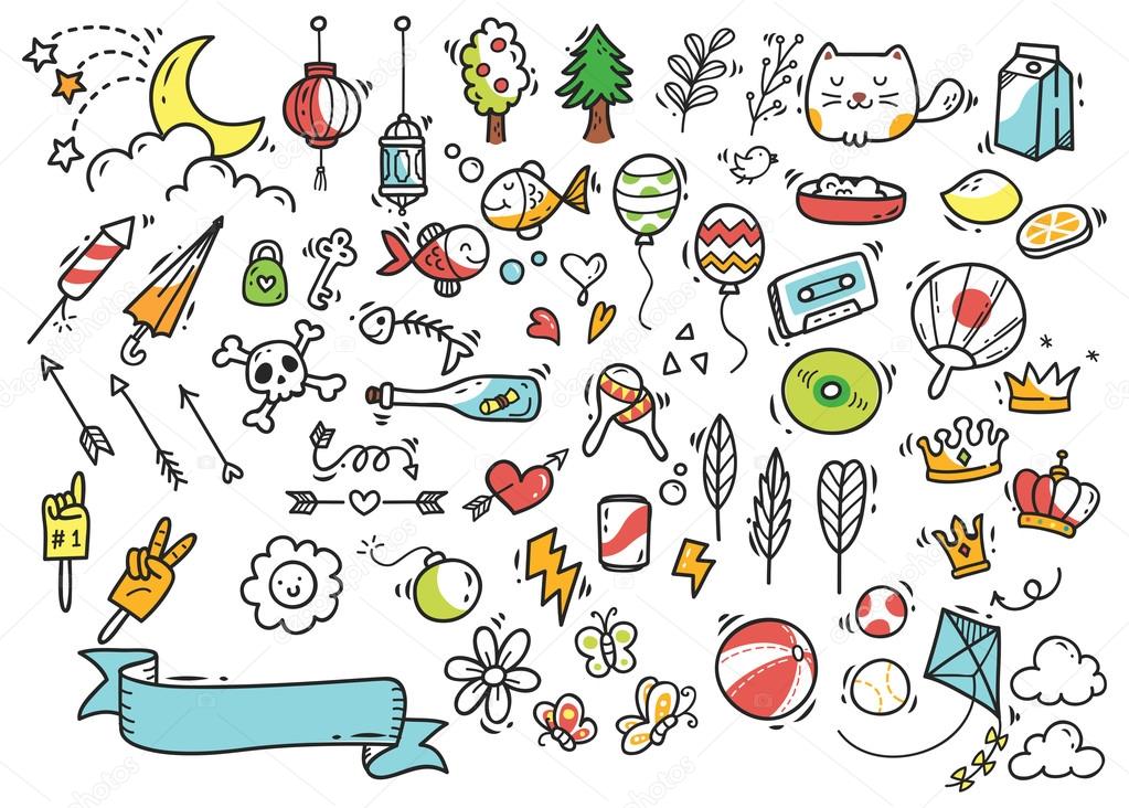 Conjunto de Doodle dibujado a mano 2023