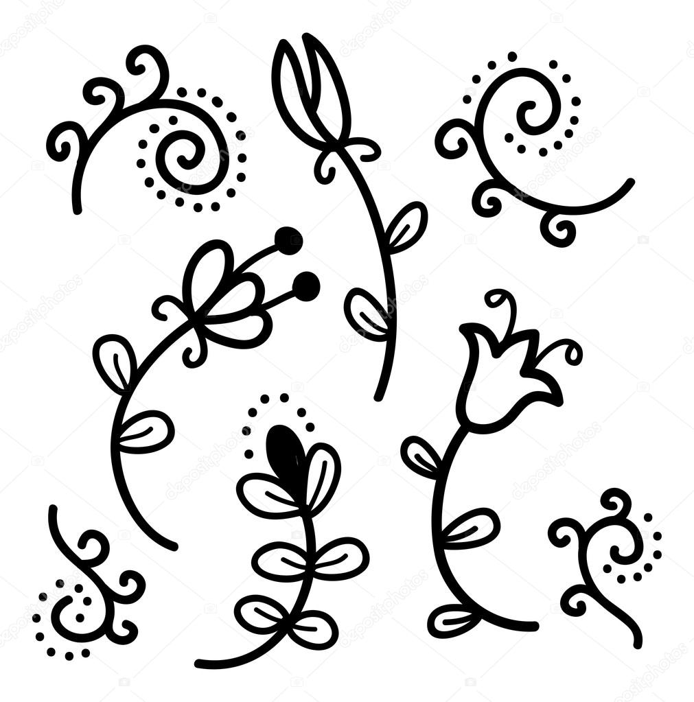 Flower doodle set Stock Vector by ©mhatzapa 59809129