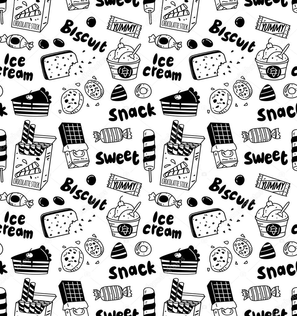 Various sweets, cartoon snacks — Stock Vector © mhatzapa #81247154