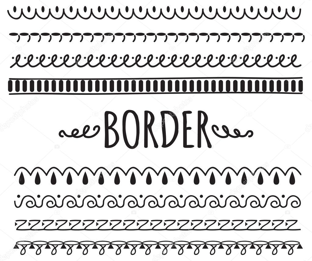 Conjunto de bordes decorativos en blanco y negro vector, gráfico ...