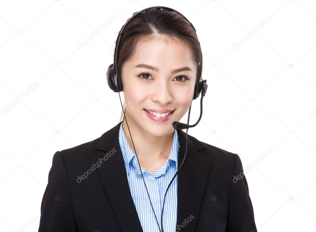 Asian female customer services operator — Stock Photo © leungchopan ...