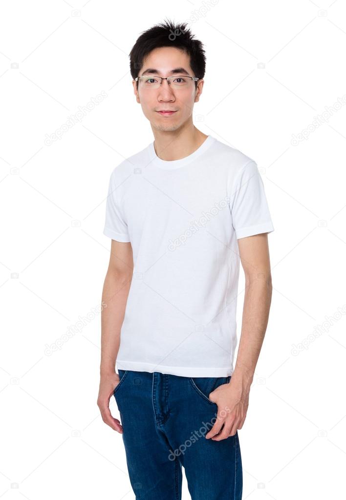 Asian young man in white t-shirt — Stock Photo © leungchopan #75365671 Asian young man in white t-shirt — Stock Photo © leungchopan #75365671