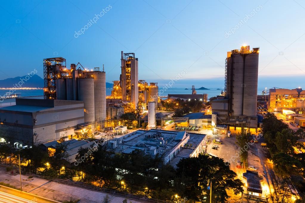 Cement factory at night — Stock Photo © leungchopan #82488076 Cement factory at night — Stock Photo © leungchopan #82488076