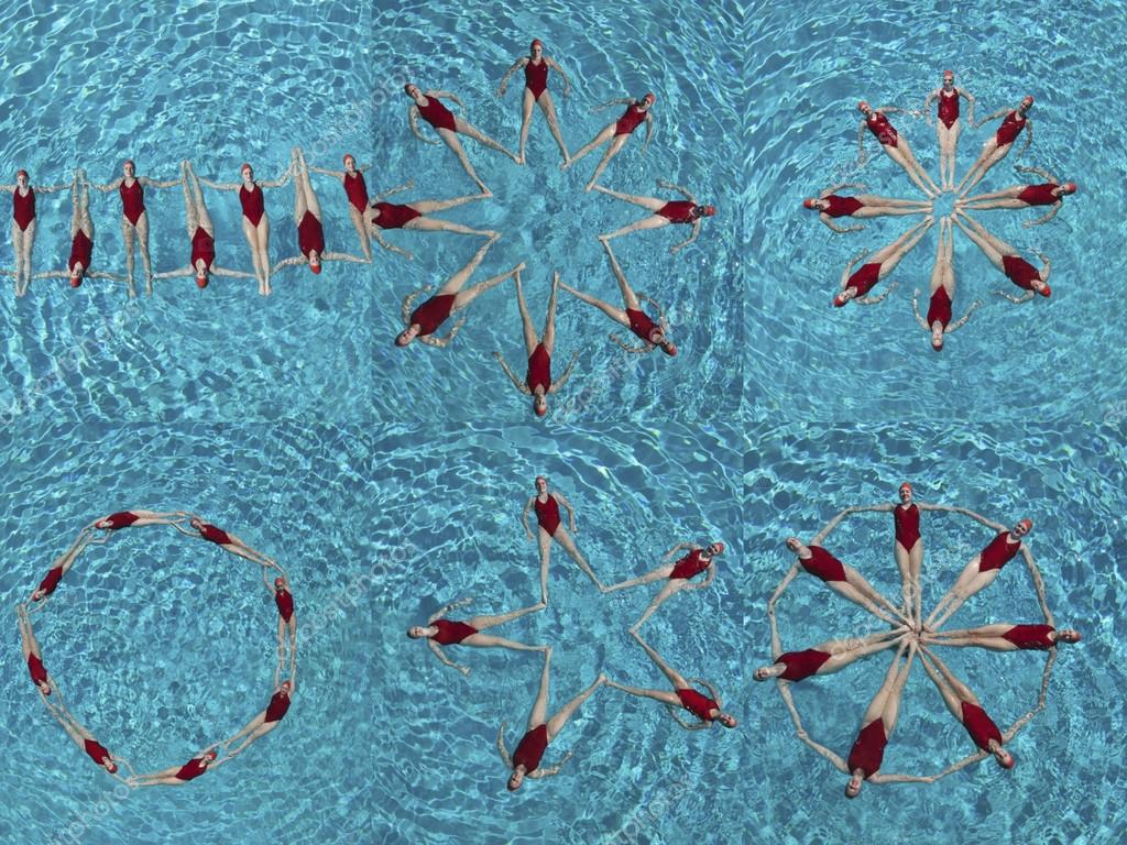 Synchronized swimmers forming various shapes Stock Photo by ... Synchronized swimmers forming various shapes Stock Photo by ...
