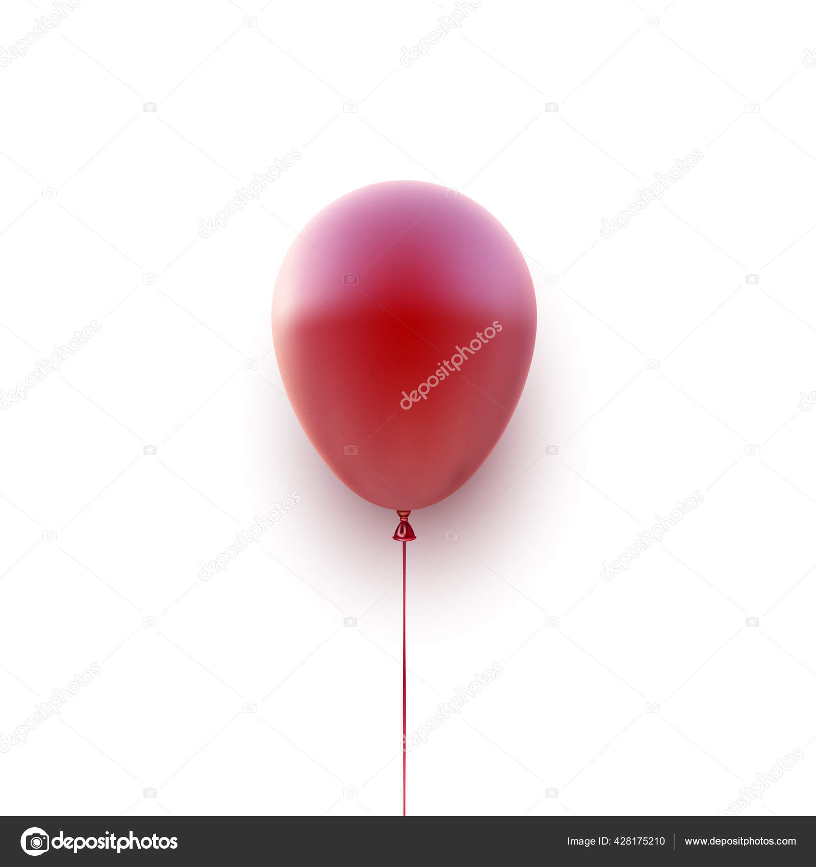Red Balloon Ribbon White Background Vector Festive Illustration Stock Vector by ©Maxborovkov ...