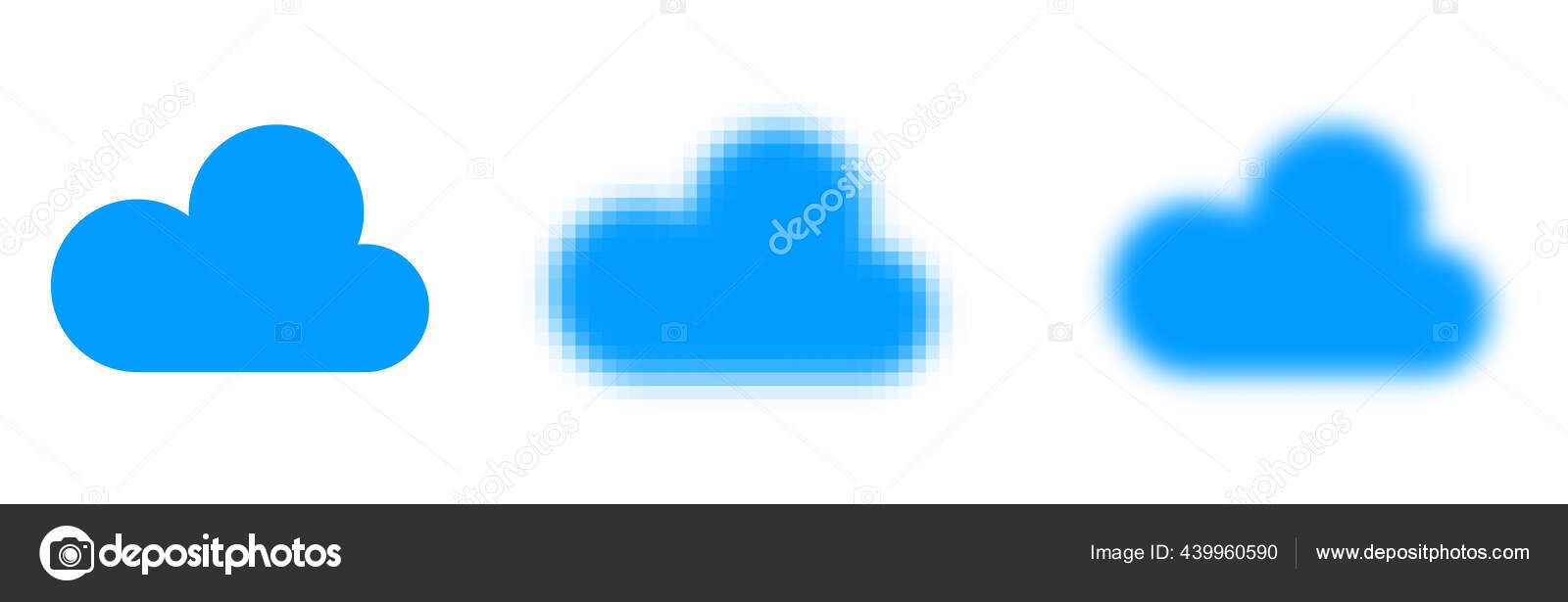 Set Light Blue Clouds Icons White Background Vector Illustration Stock ...