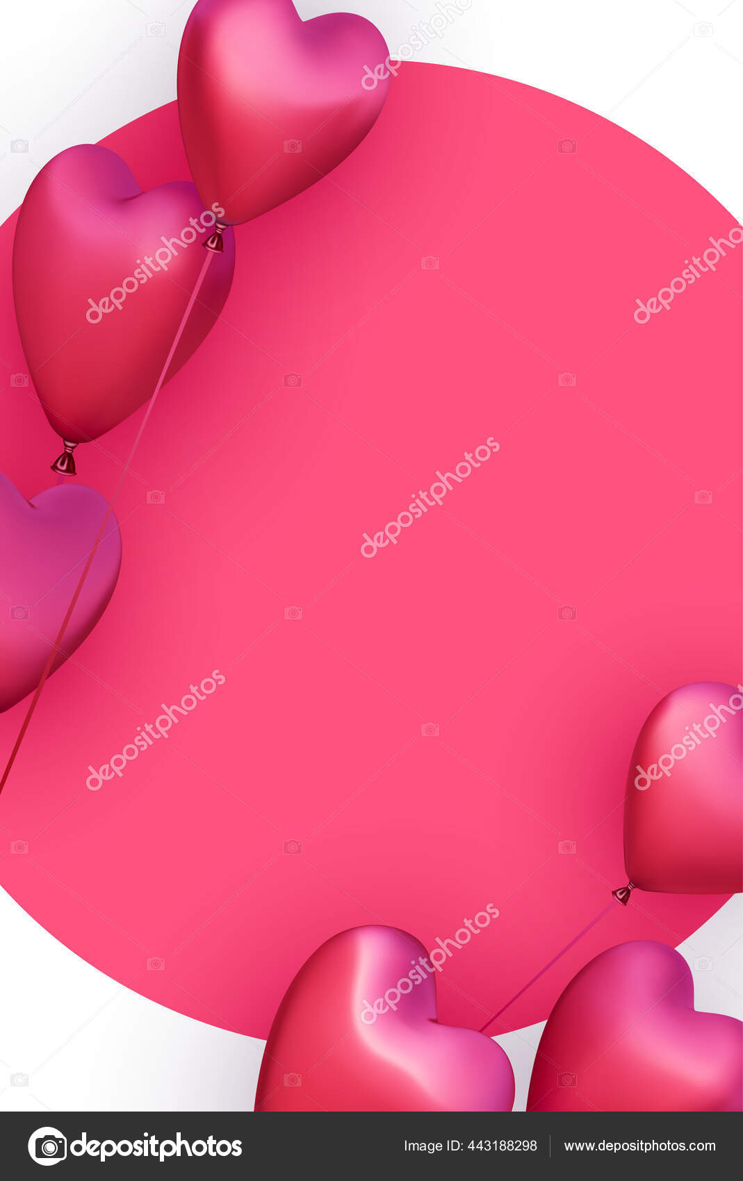 Pink Heart Shape Balloon Border Pink White Background Holiday Birthday ...