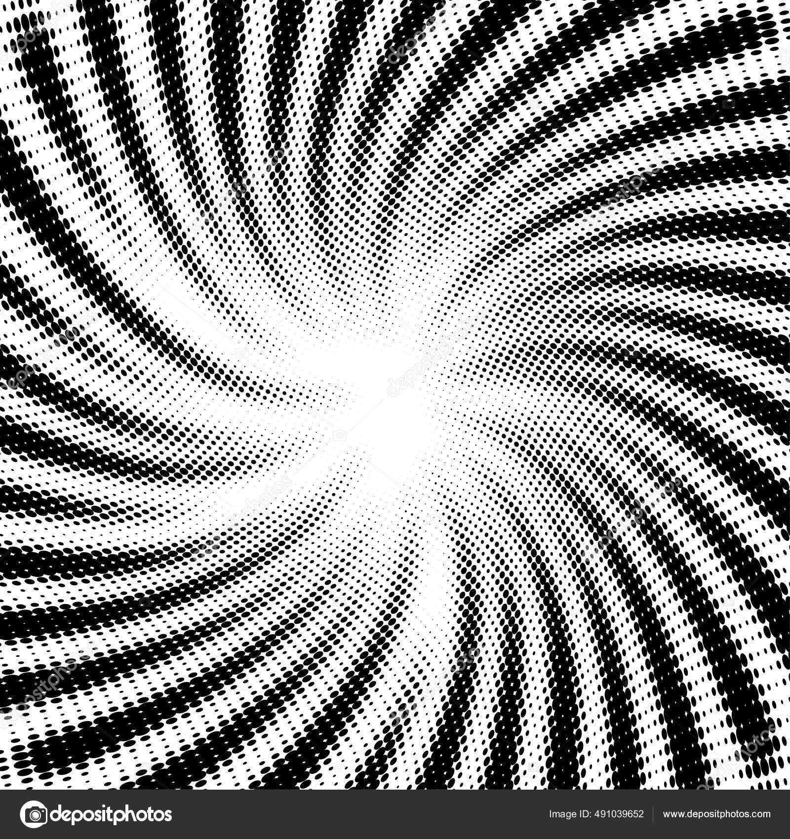 Black Dotted Halftone Spiral Rays Background Vector Pop Art ...