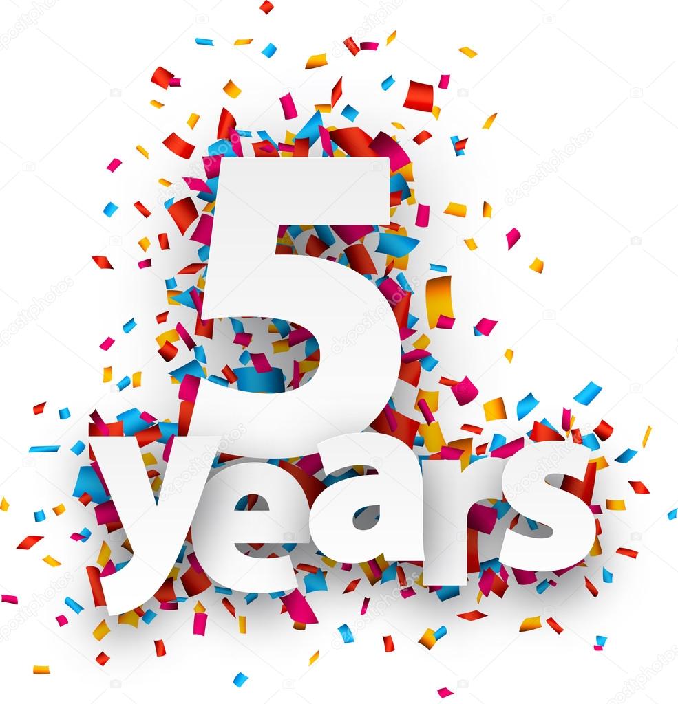 Five years paper confetti sign. Stock Vector by ©Maxborovkov 79100948