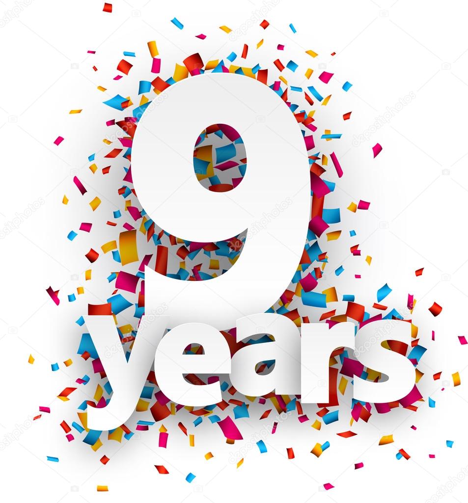 Nine years paper confetti sign. Stock Illustration by ©Maxborovkov #79101008