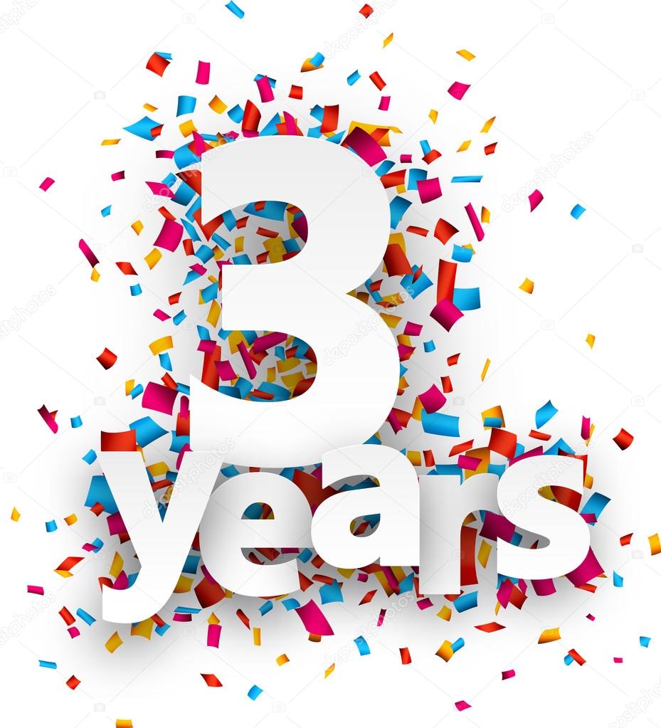 Three years paper confetti sign. — Stock Vector © Maxborovkov #79101724