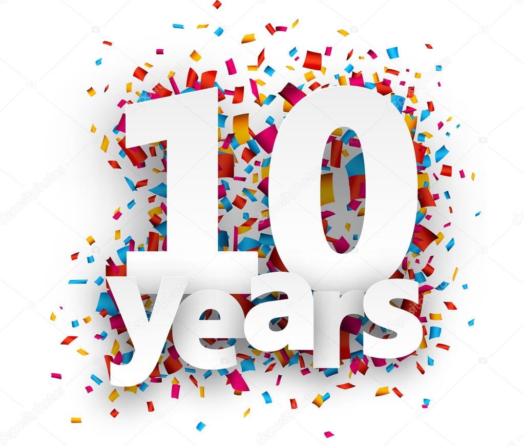 Ten years paper confetti sign. Stock Vector by ©Maxborovkov 79103260