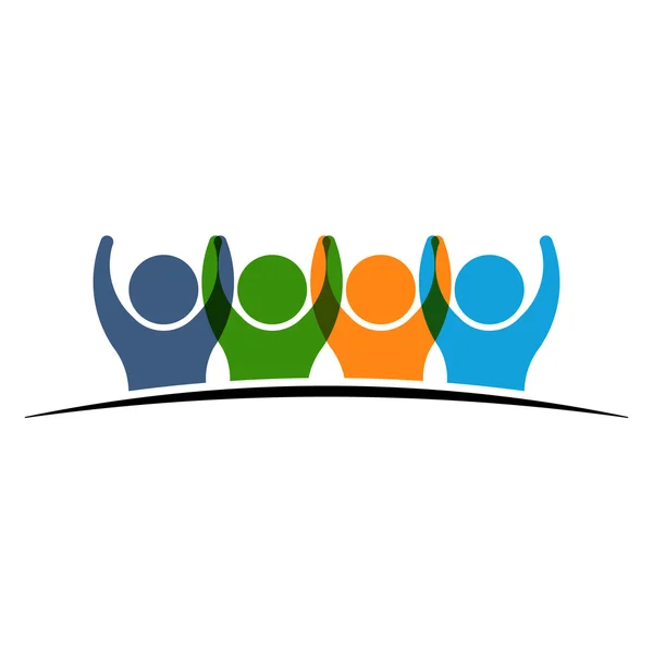 Four people logo holding hands. Concept of Group of People, happy team ...