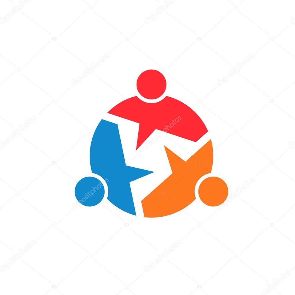 Teamwork Call out 3 people image logo. Concept of information Stock ...