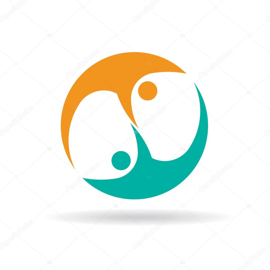 Two people circle swooshes logo — Stock Vector © deskcube #63912605