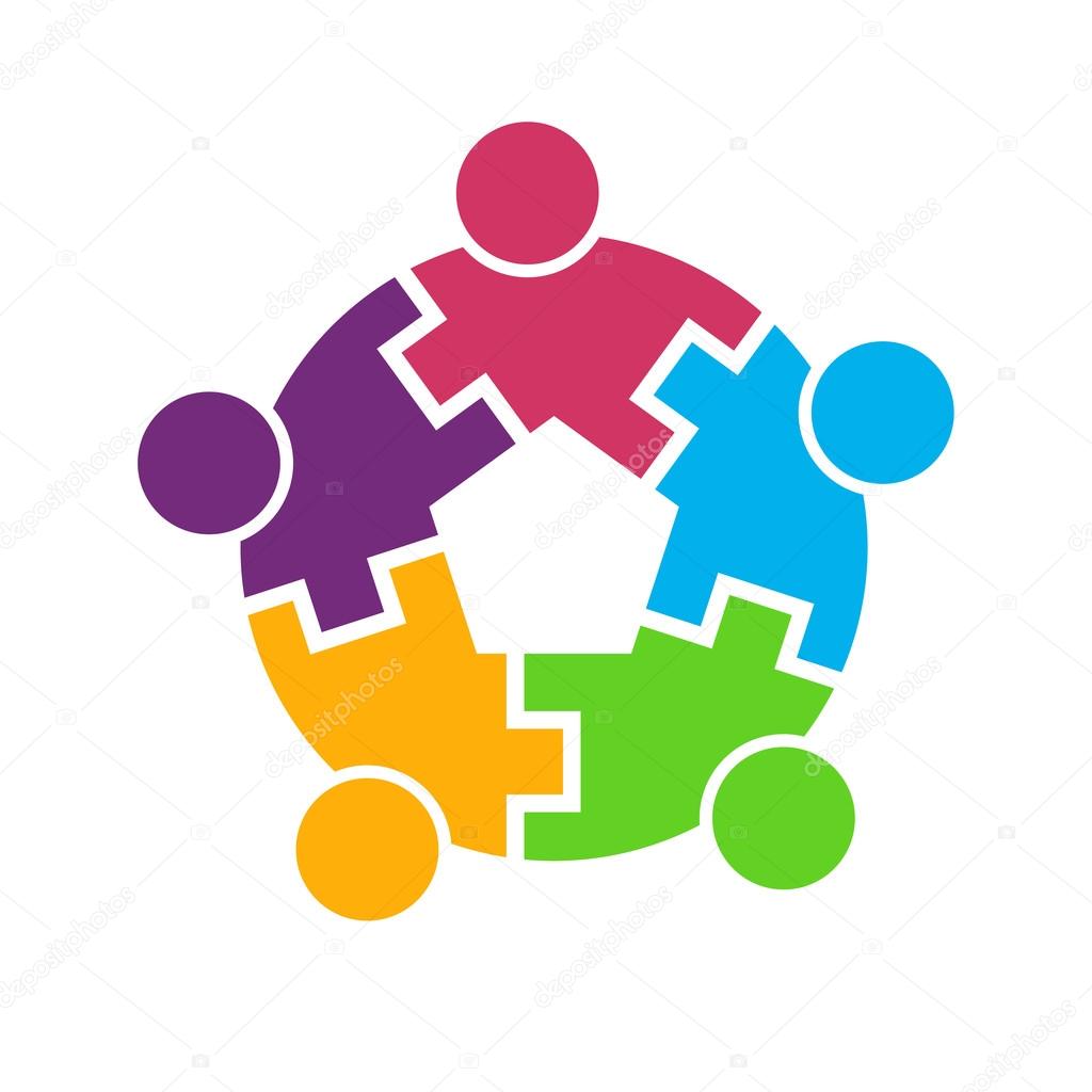 Teamwork 5 circle interlaced group people — Stock Vector © deskcube ...