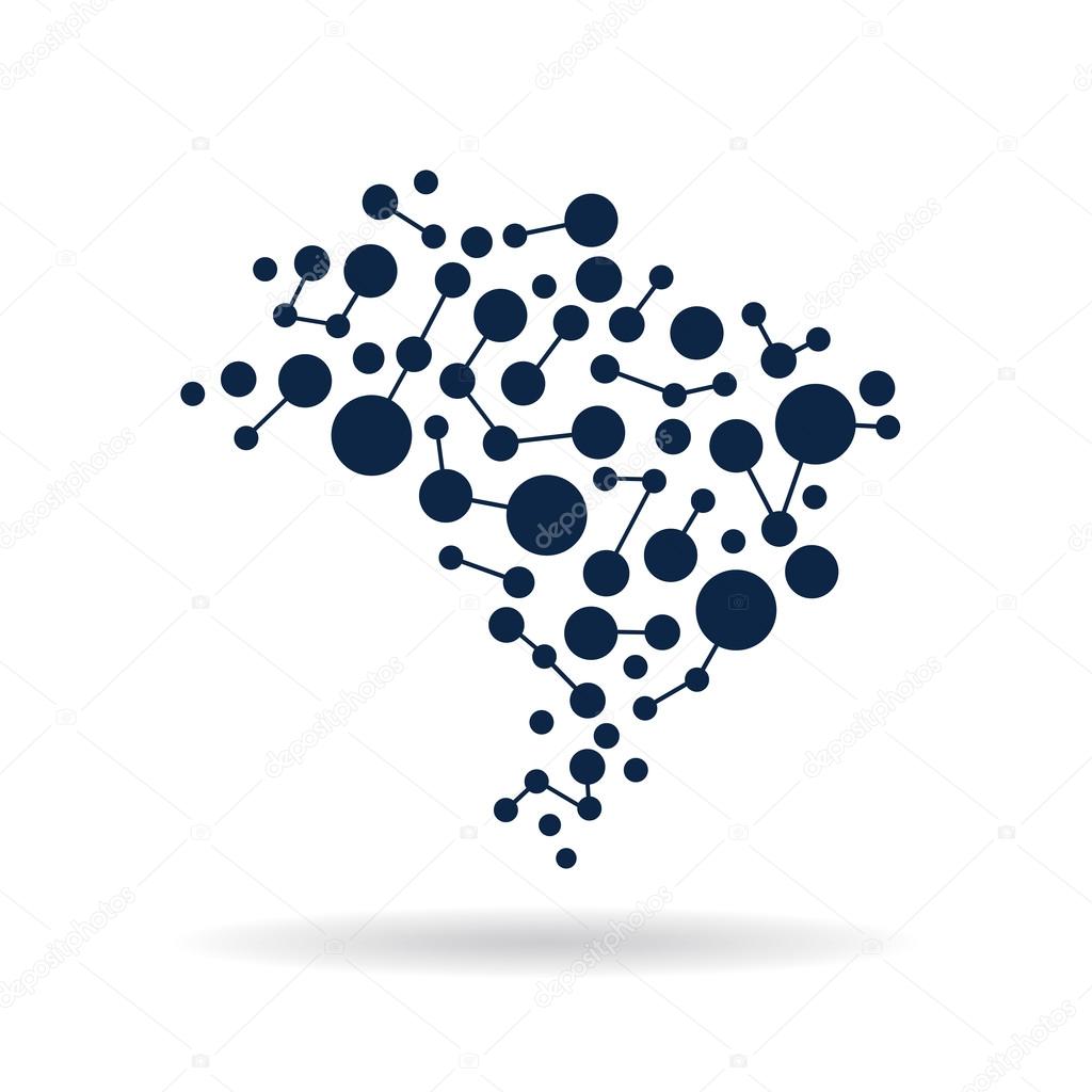 Brazil network map. Concept for networking, technology and connections ...