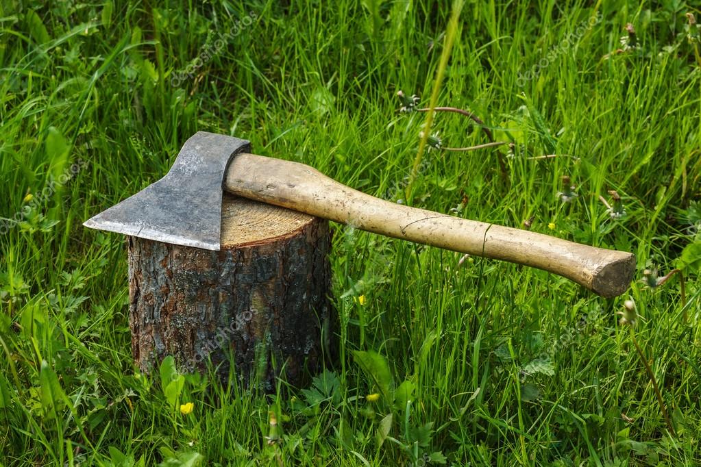 Axe on the stump. — Stock Photo © Koldunov #112491558