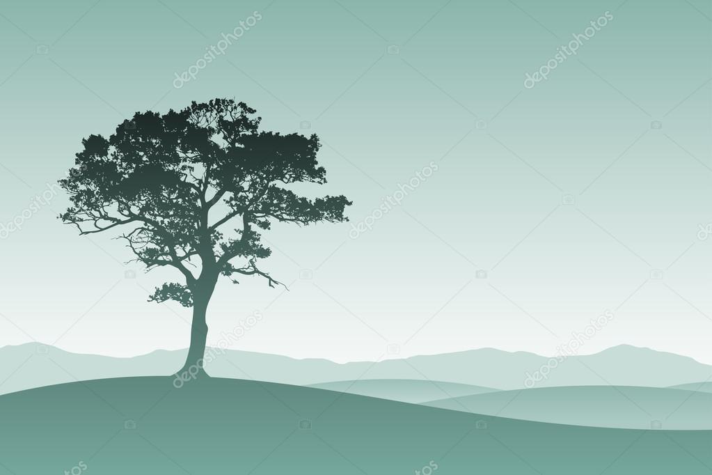 Lone Tree Landscape Stock Vector by ©Binkski 99912886
