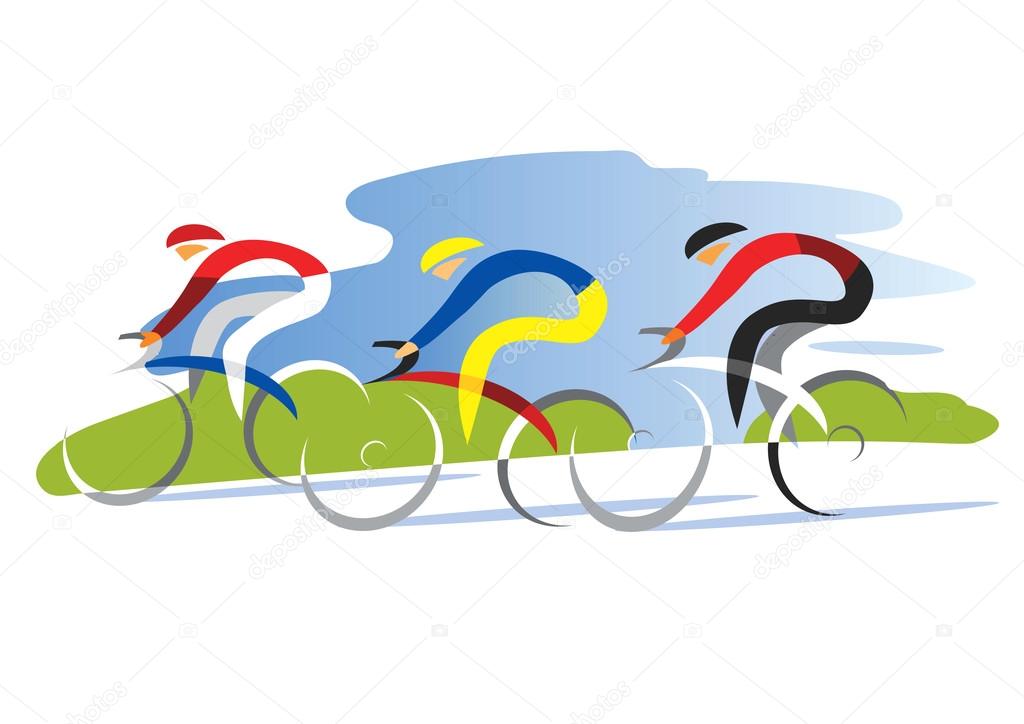 Three Cyclists on the road Stock Vector Image by ©chachar #108526110