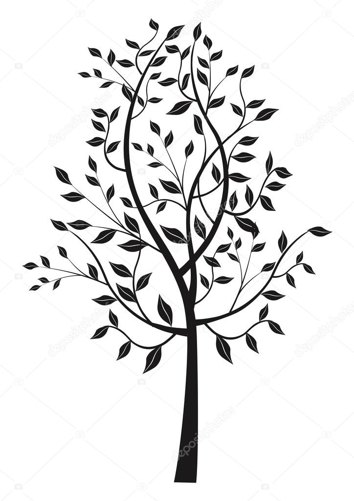 Black leafy tree silhouette. Stock Vector by ©chachar 116597248