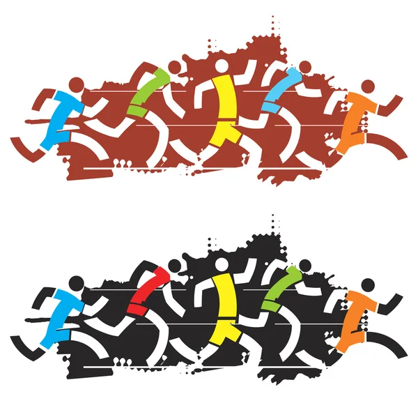 Running Race Stylized Illustration Three Running Athletes Vector ...