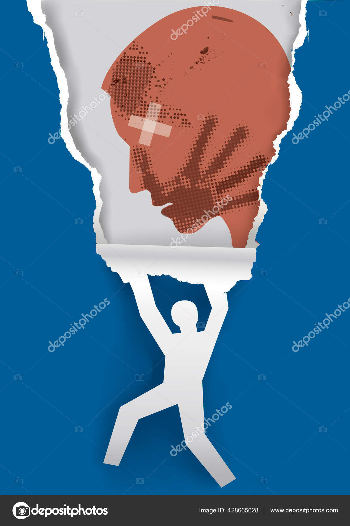 Man Victim Violence Torn Paper Young Man Grunge Stylized Silhouette ...