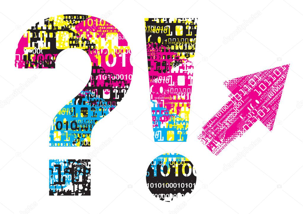 Imprimir colores signo de interrogación, signo de exclamación, flecha ...