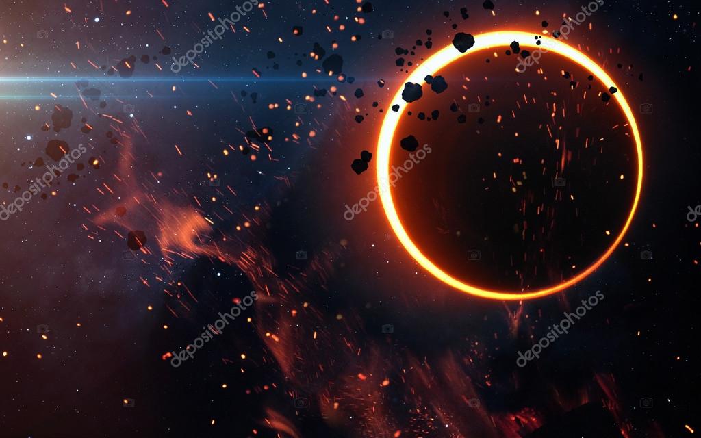 Solar Eclipse Above a Nebula. Elements of this image furnished by NASA ...