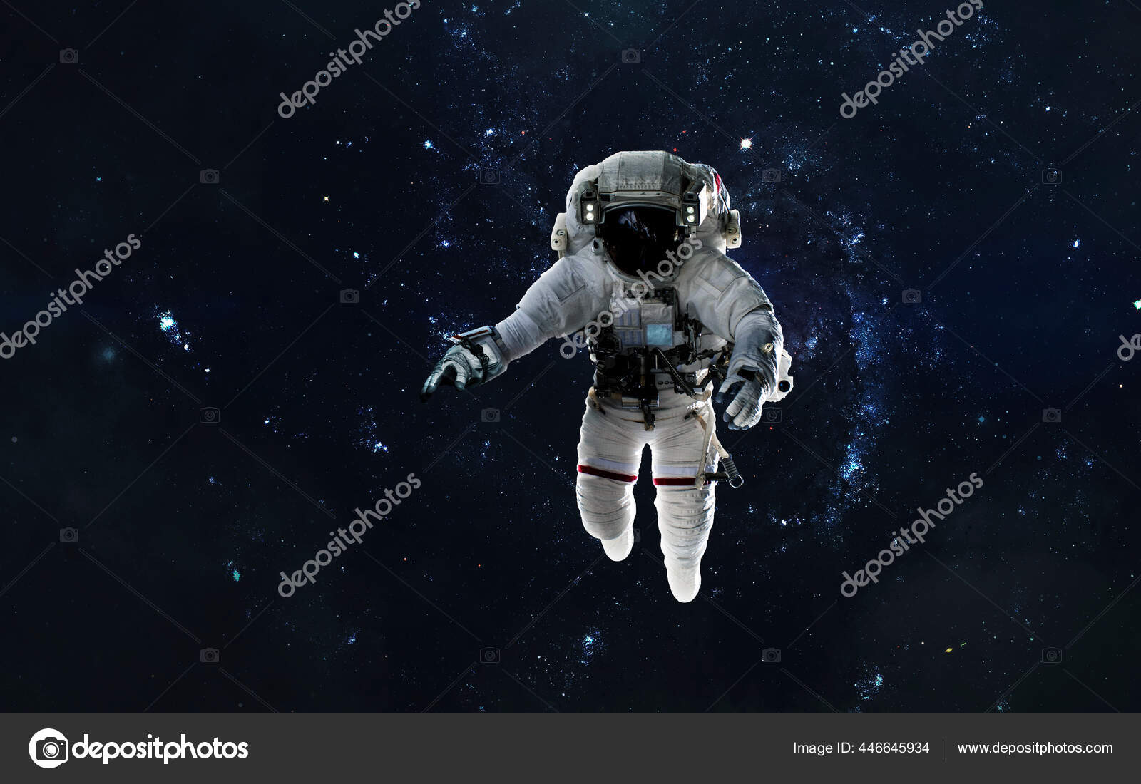 Astronaut at spacewalk, EVA, galaxy in deep space. Elements of this ...