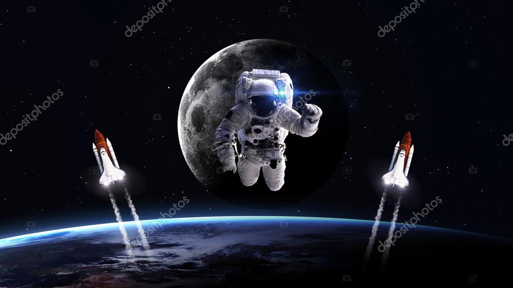 High resolution image of Space shuttle taking off on mission. Elements ...