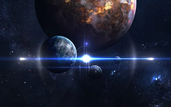 Abstract apocalyptic background - burning and exploding planet . This ...