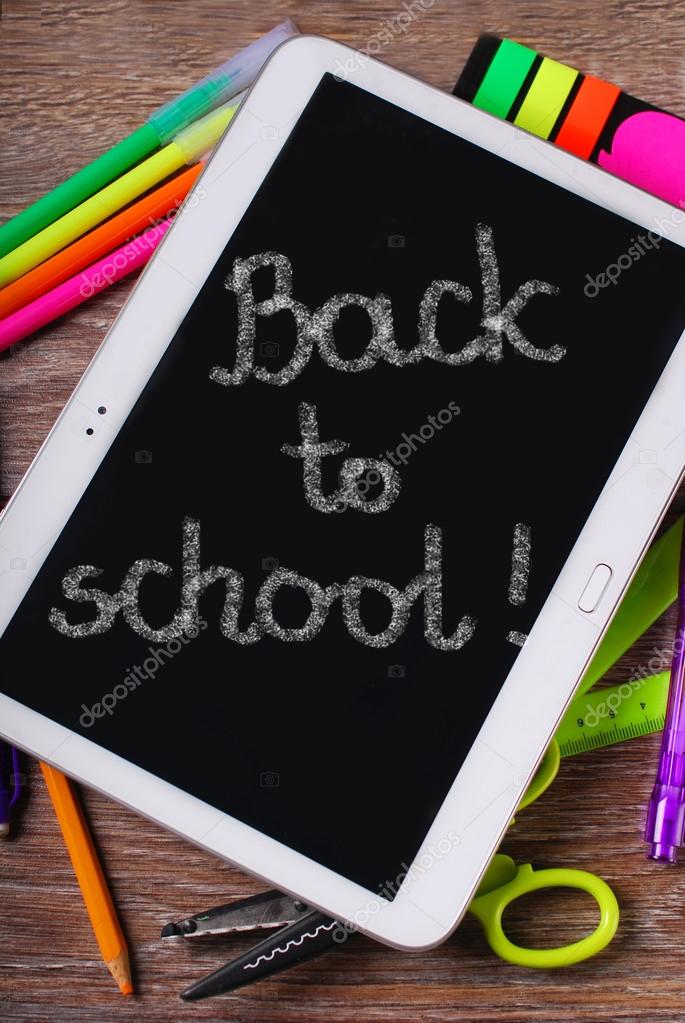 Back to school background with tablet pc Stock Photo by ©teresaterra ...