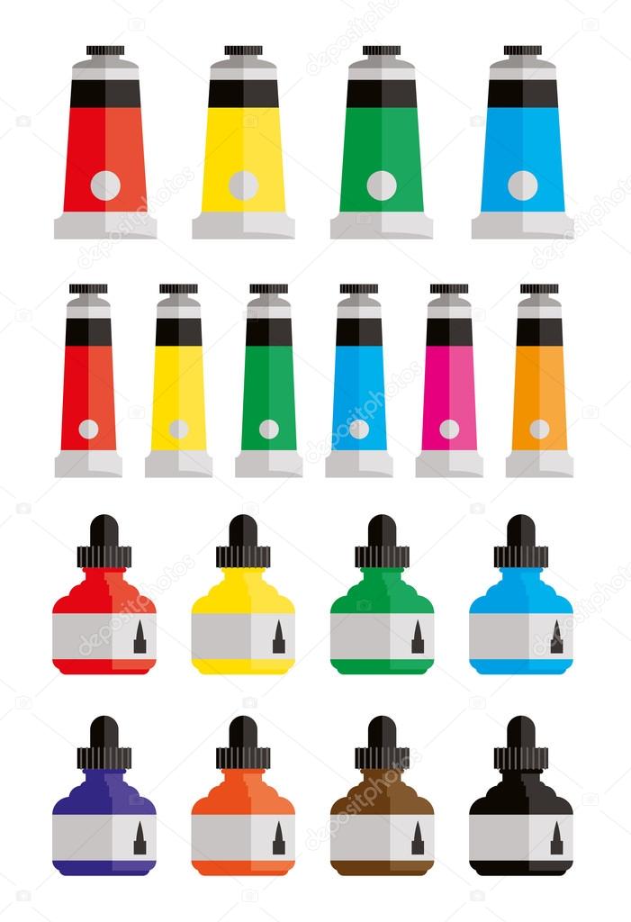 Paints and Ink Bottles Stock Vector Image by ©wingnutdesigns #64144717